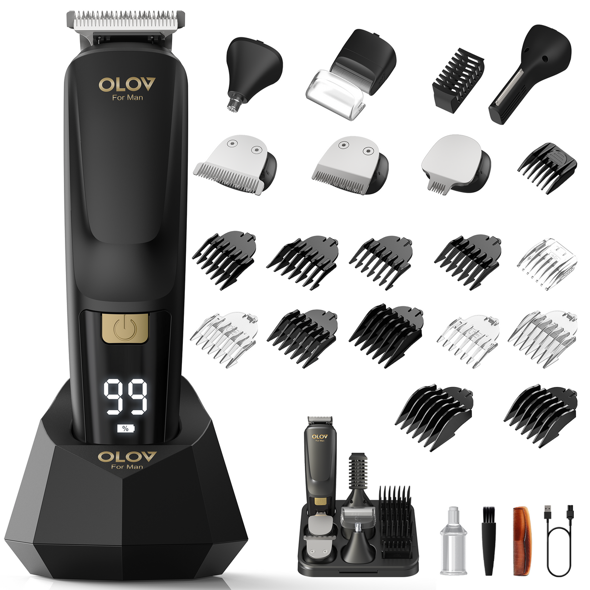 OLOV® For Man Beard Trimmer, 21 Piece All-in-One Mens Grooming Kit and ...